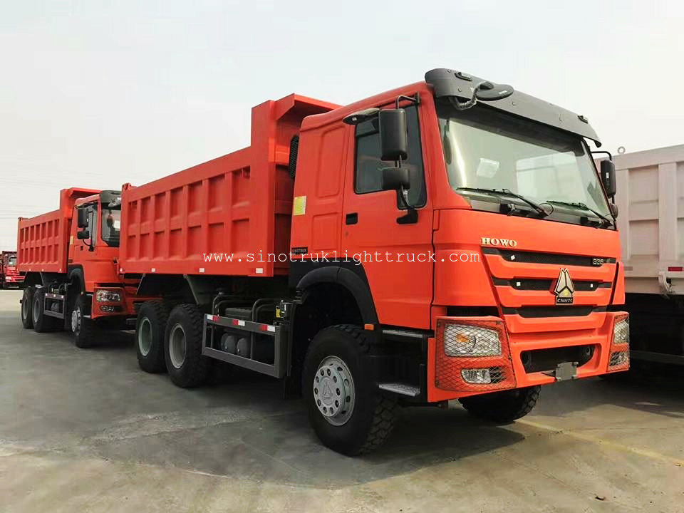 336HP SINOTRUK HOWO 6X4 dump truck tipper with red color